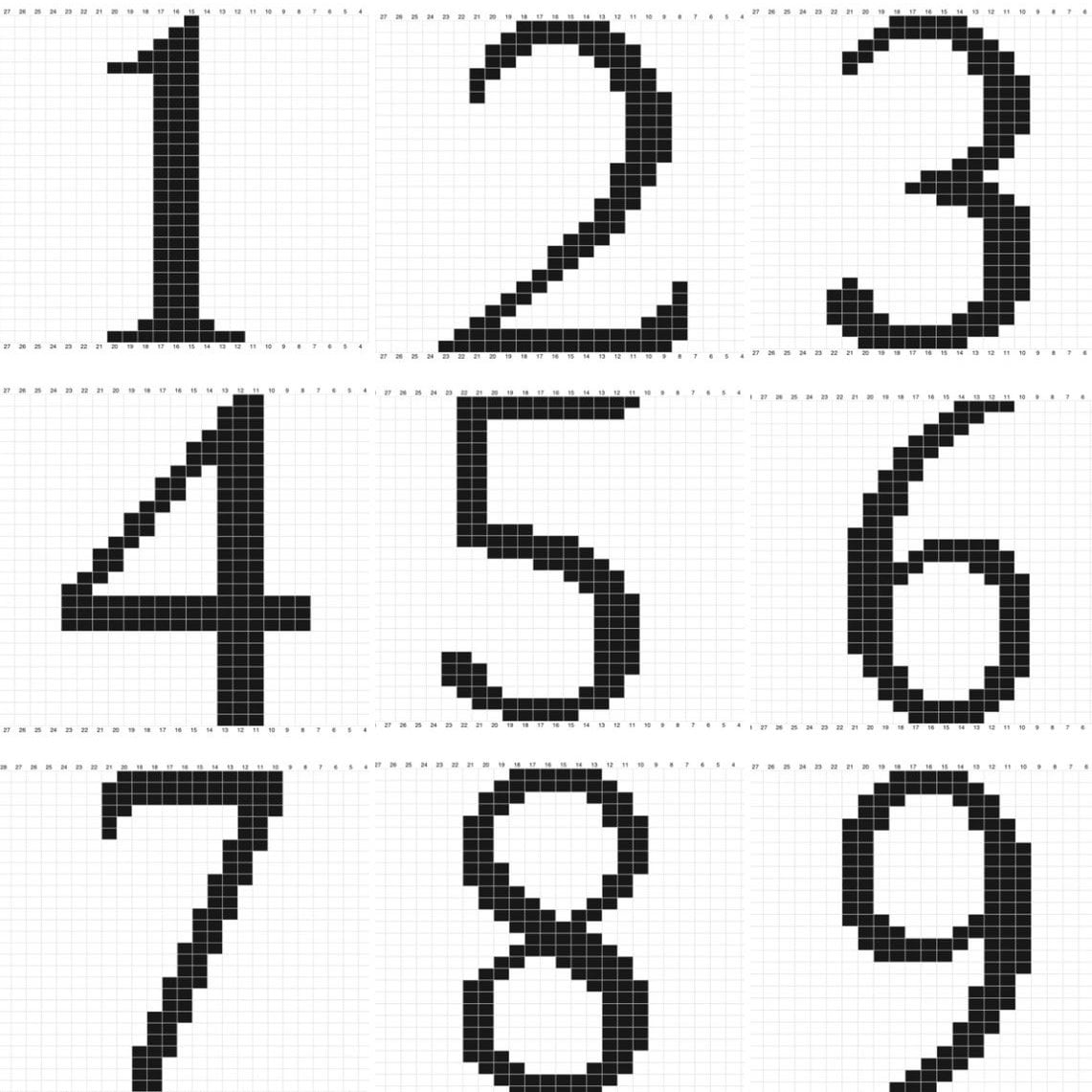 Small Number Knitting Charts, Embroidery Patterns - Etsy