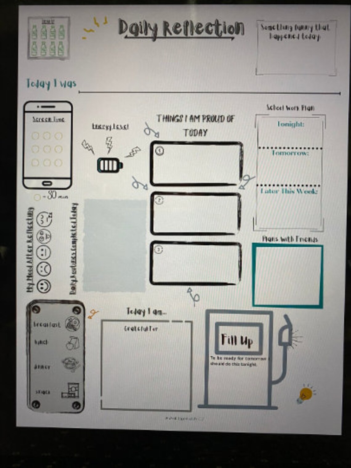 Reusable Daily Planner/Reflection Dry Erase Sheet | Etsy