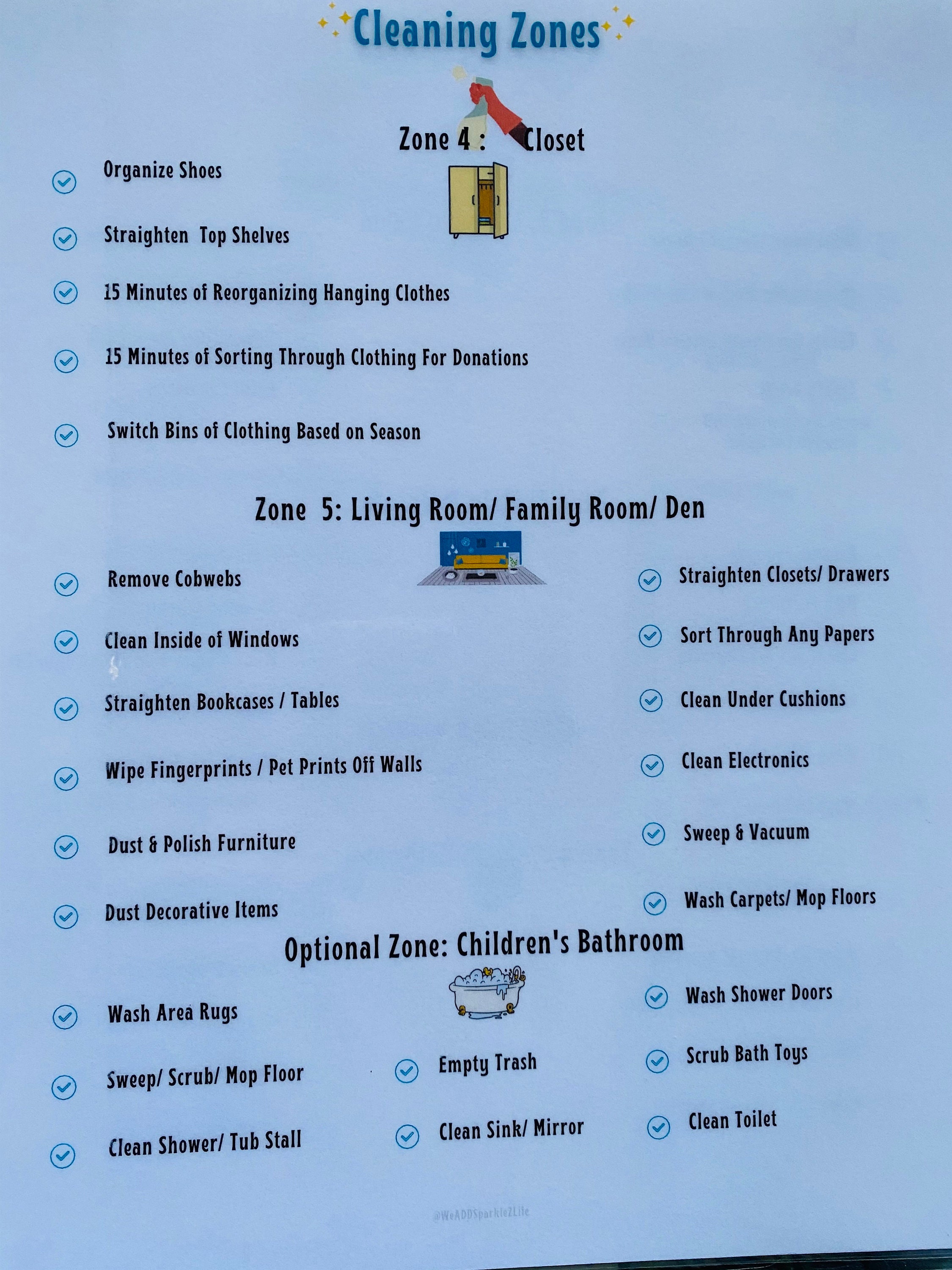 Fly Lady Inspired Routines/ Zone Cleaning Checklists: DIGITAL | Etsy