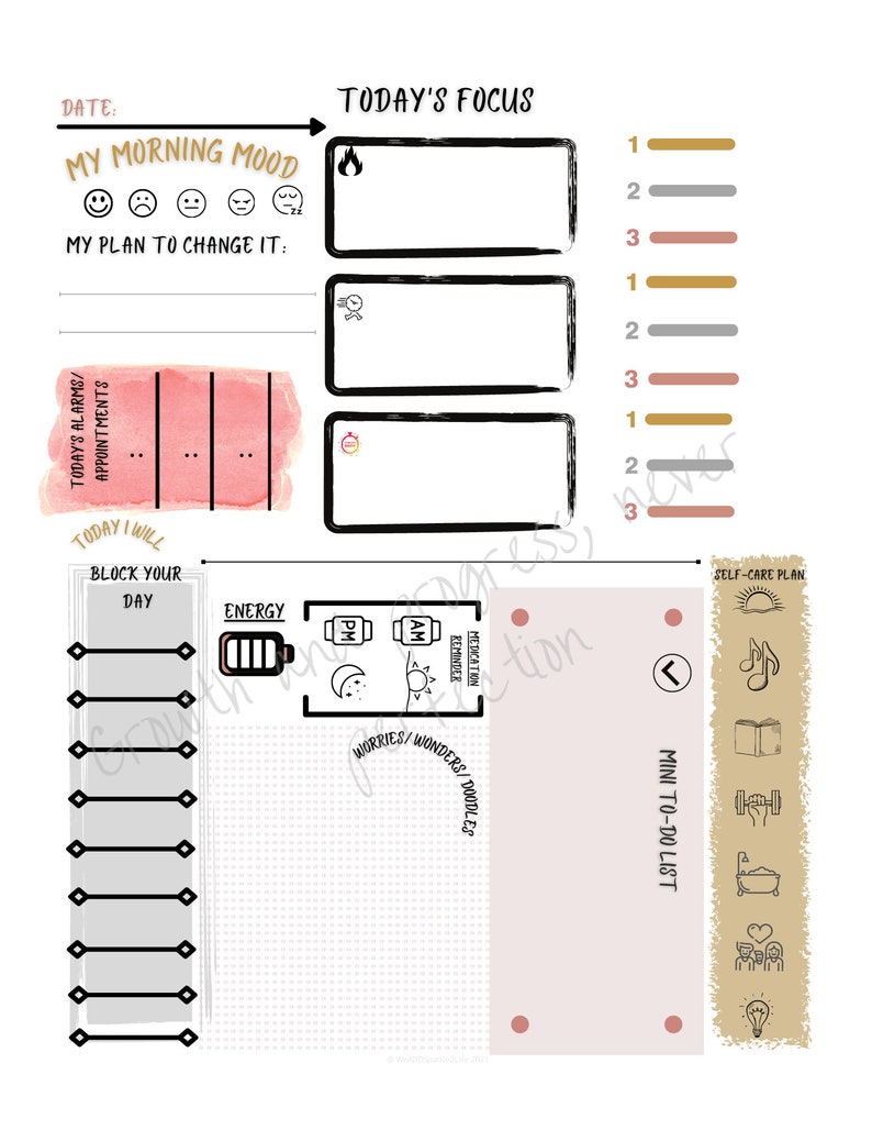 Reusable Daily Planner/reflection Dry Erase Sheet in 9 Styles - Etsy