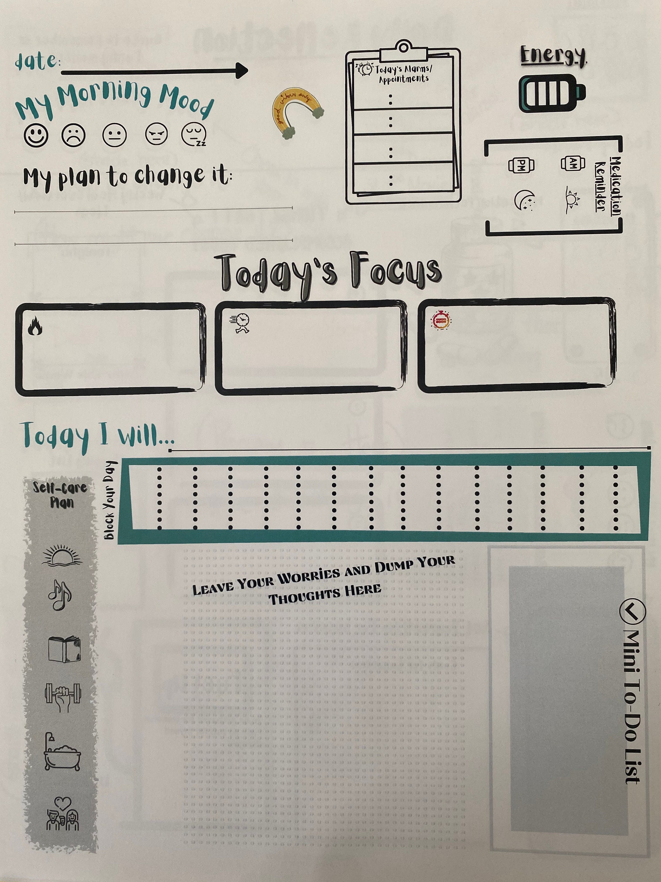 Reusable Daily Planner/Reflection Dry Erase Sheet | Etsy
