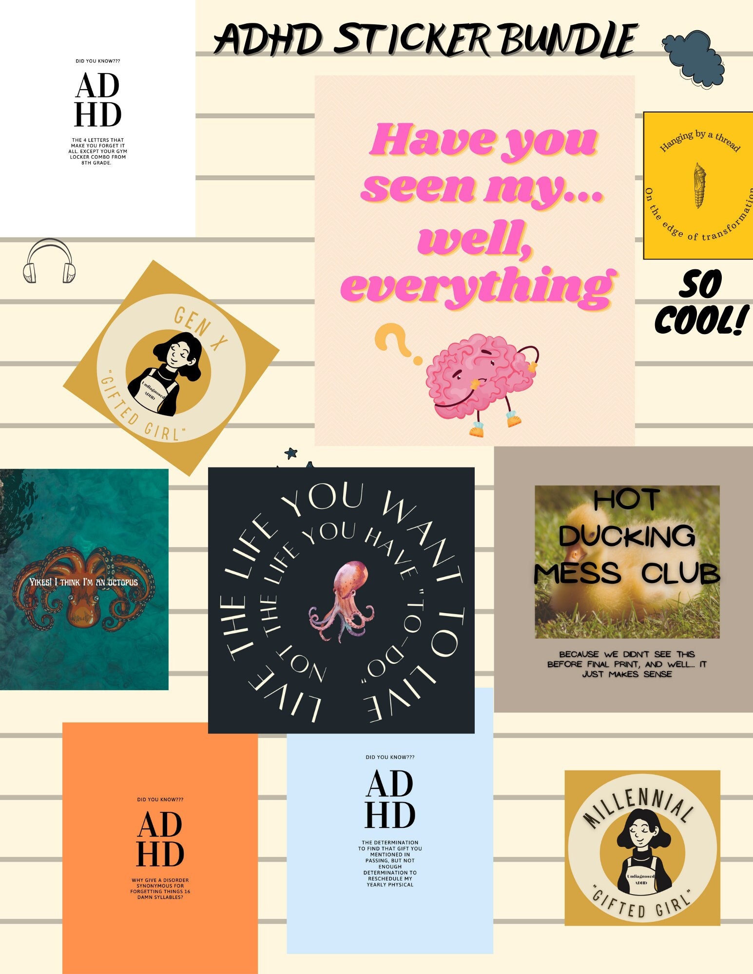 ADHD Sticker Bundle - Etsy
