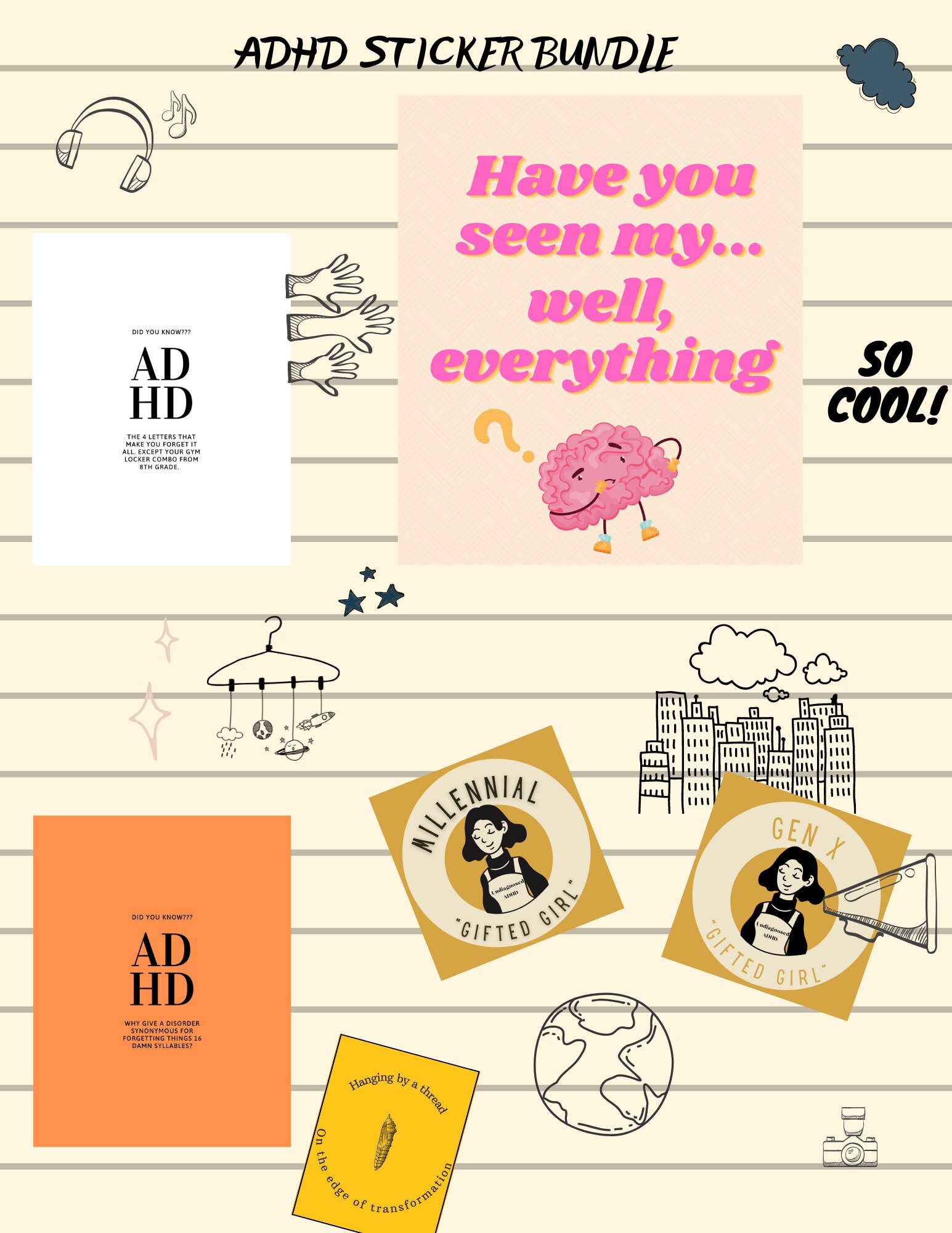 ADHD Sticker Bundle - Etsy