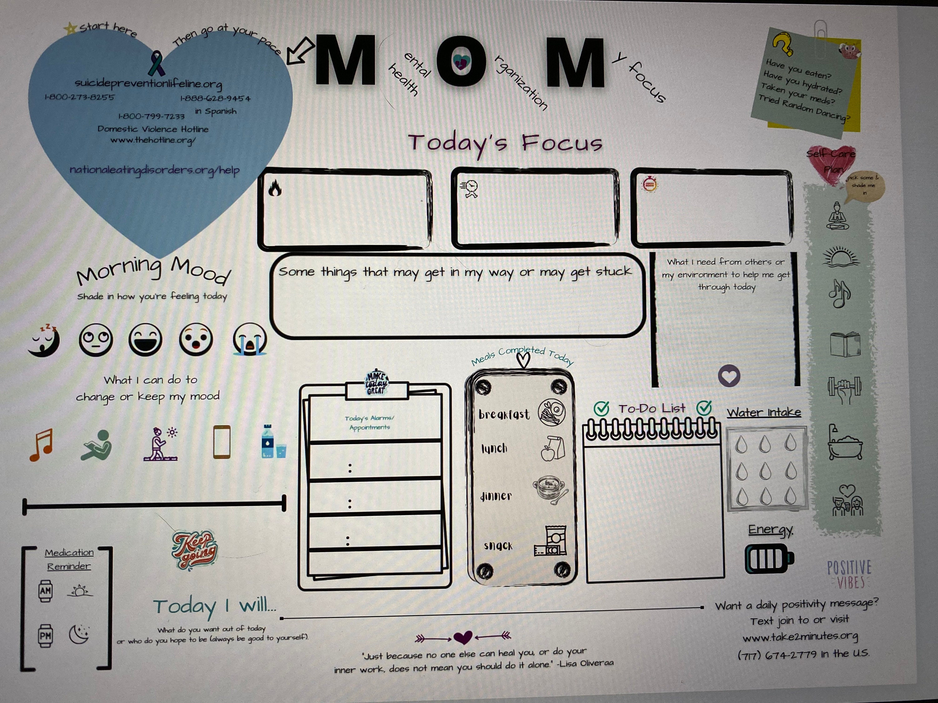 M.O.M Mental Health Daily Check-in Planner DRY ERASE - Etsy