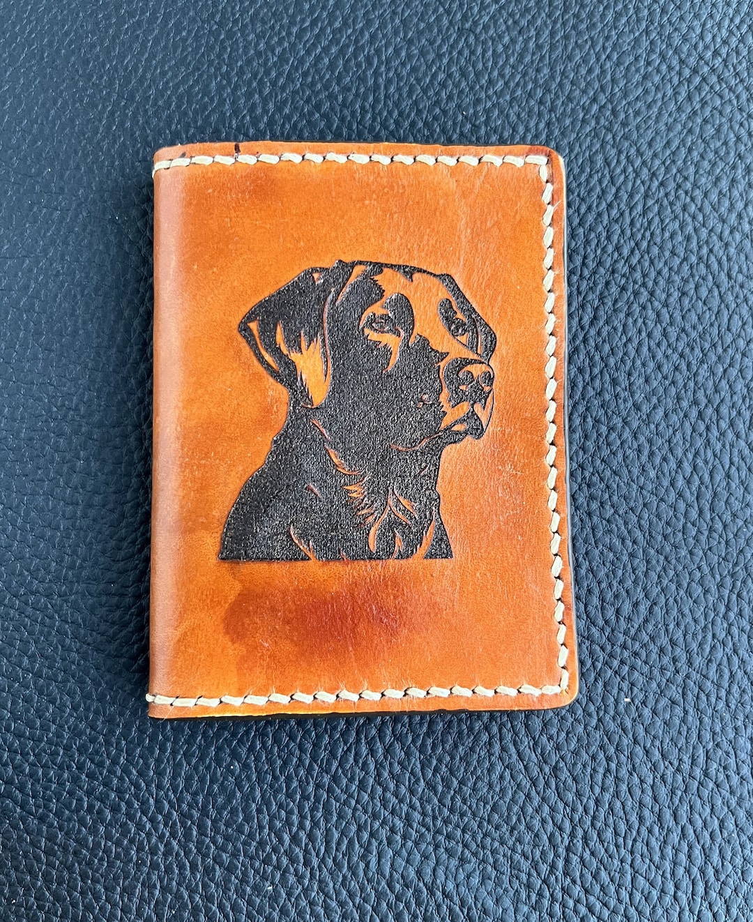 Black Labrador Dog Tan Brown All Leather 4 Pocket Minimalist Wallet ...