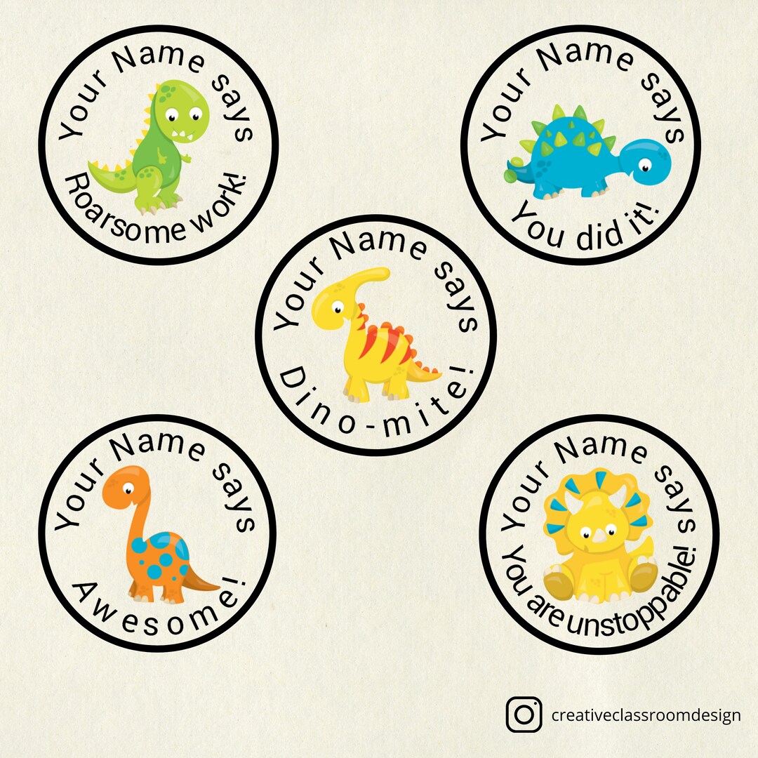 Dinosaur Stickers Personalised Stickers Teacher Gifts Teaching ...