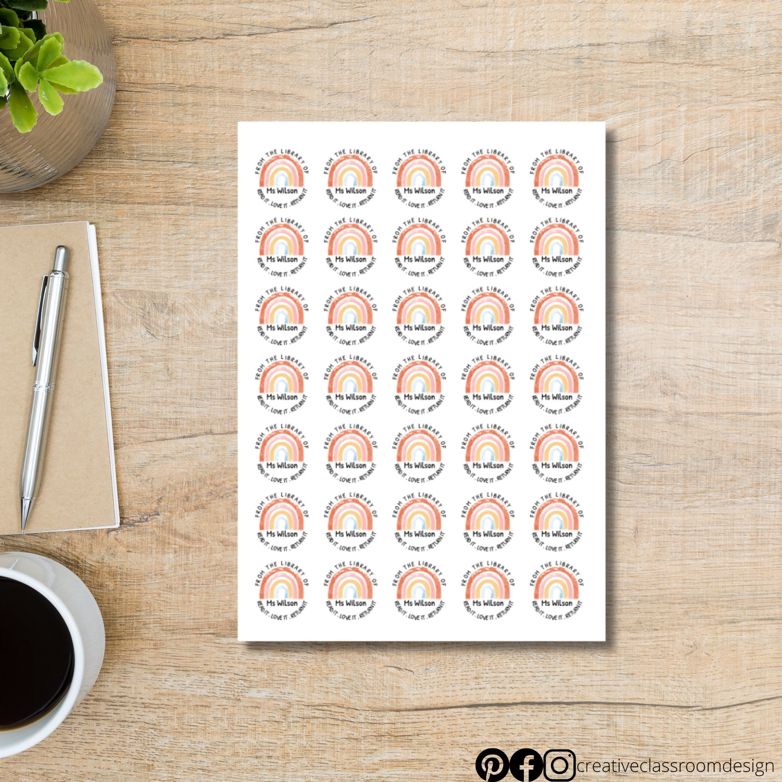 Rainbow Book Stickers - From the Library of - Book Labels - This Book ...