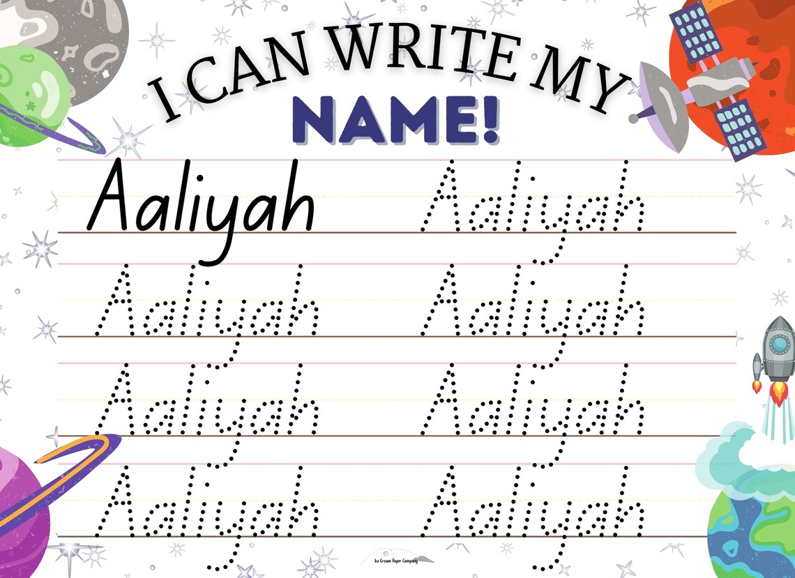 Aaliyah Traceable First Name Printable 9 Styles Beach | Etsy