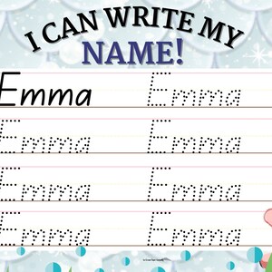 Emma Name Tracing Printable 9 Styles Includes: Beach | Etsy
