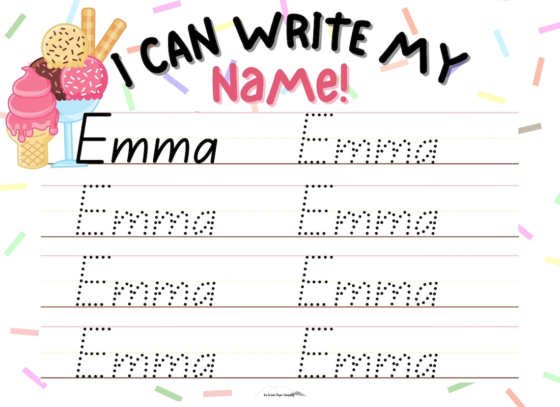 Emma Name Tracing Printable 9 Styles Includes: Beach | Etsy