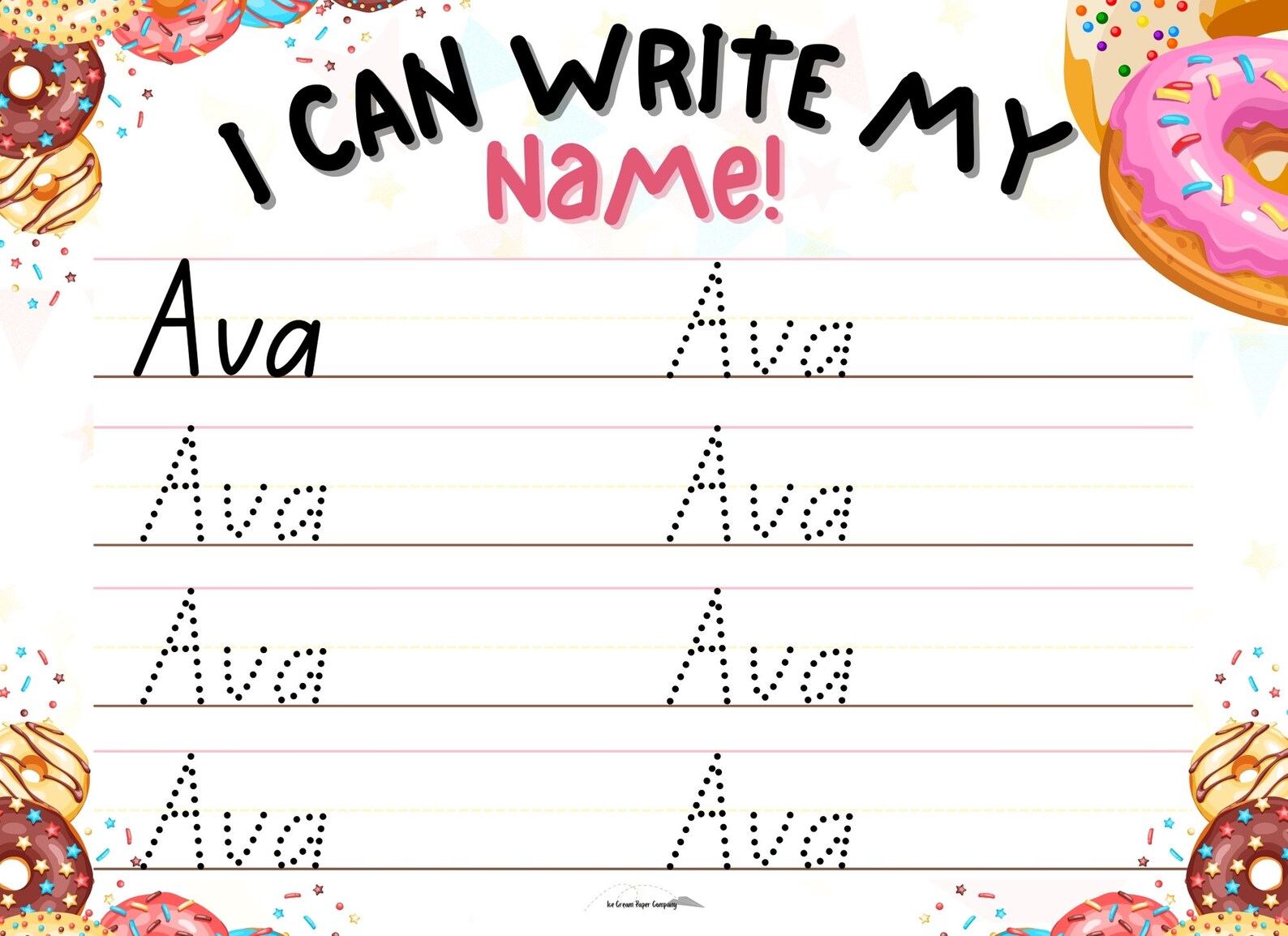 Ava Traceable First Name Printable 9 Styles Beach | Etsy