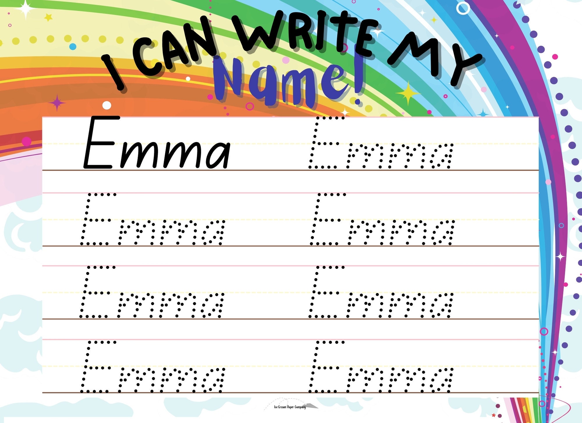 Emma Name Tracing Printable 9 Styles Includes: Beach | Etsy