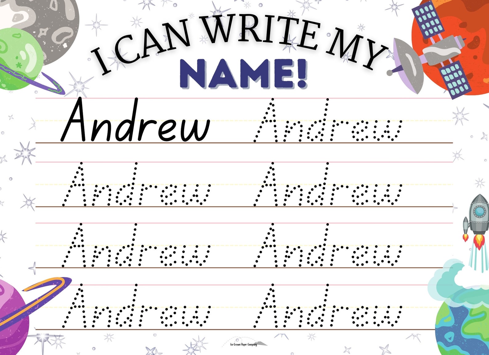 Andrew Name Tracing Printable 9 Styles Includes: Beach | Etsy