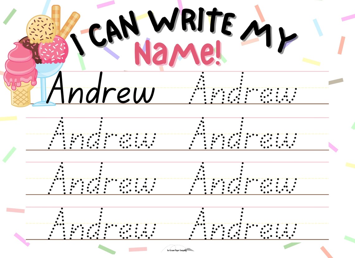 Andrew Name Tracing Printable 9 Styles Includes: Beach | Etsy