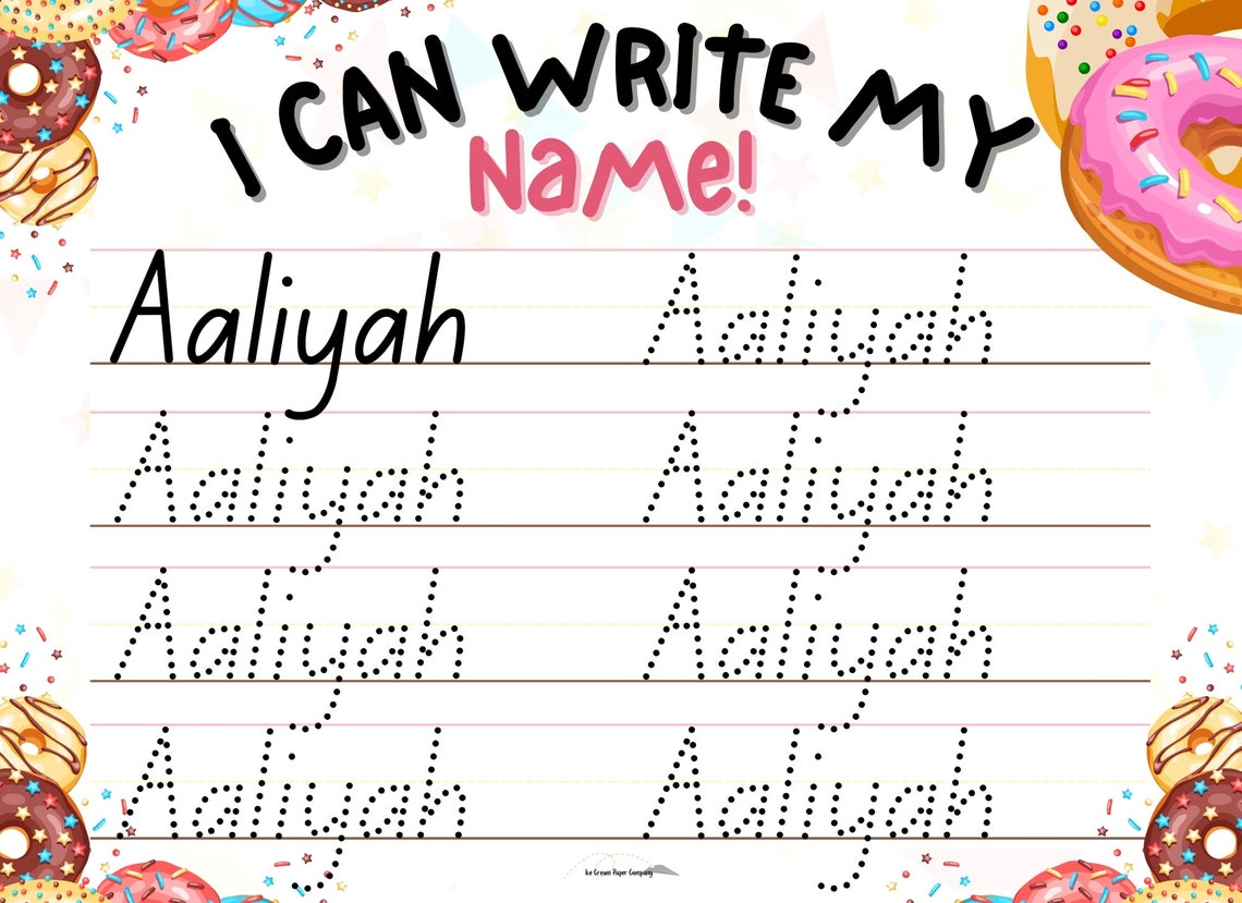 Aaliyah Traceable First Name Printable 9 Styles Beach | Etsy