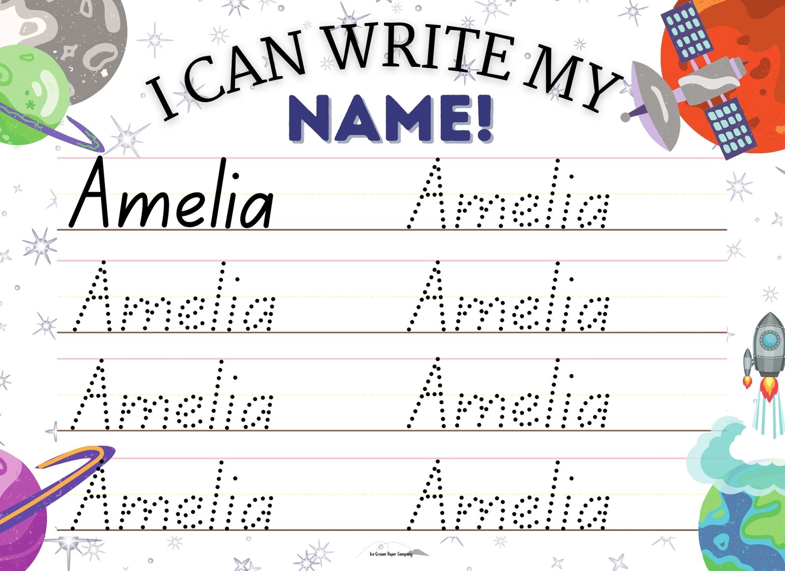 Amelia Traceable First Name Printable 9 Styles Beach | Etsy