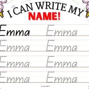 Emma Name Tracing Printable 9 Styles Includes: Beach | Etsy