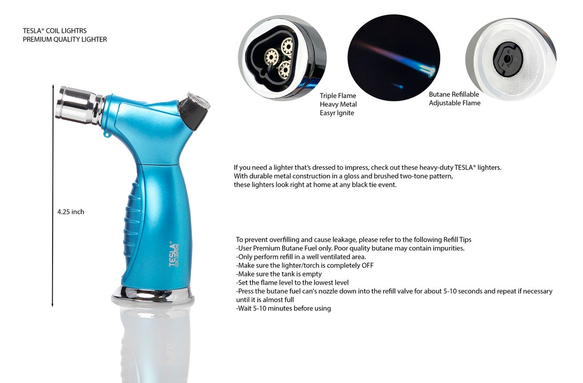 Tesla® Coil Lighters Ergo Heavy Meta Triple Flame Torch - Etsy