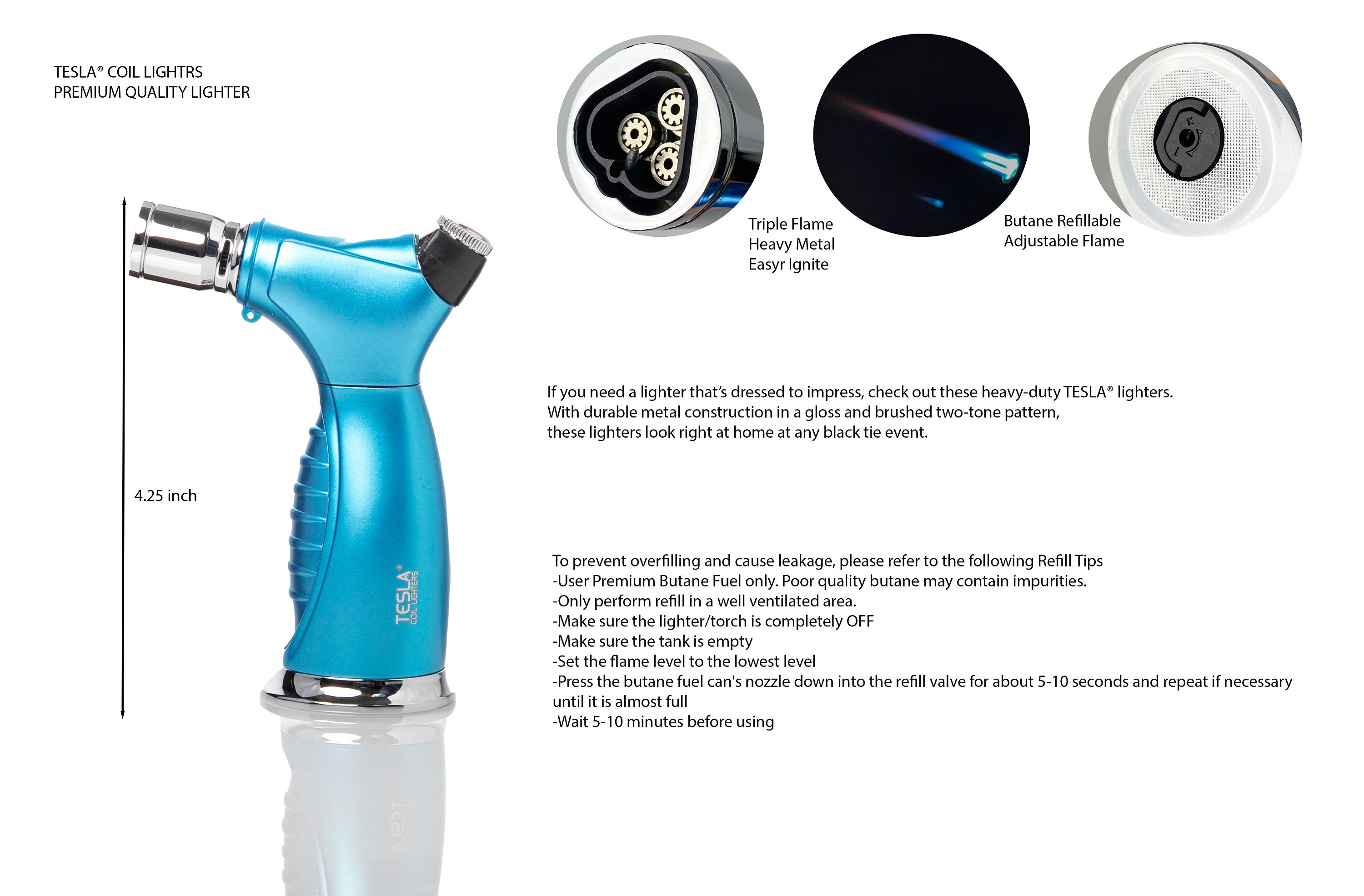 Tesla® Coil Lighters Ergo Heavy Meta Triple Flame Torch - Etsy