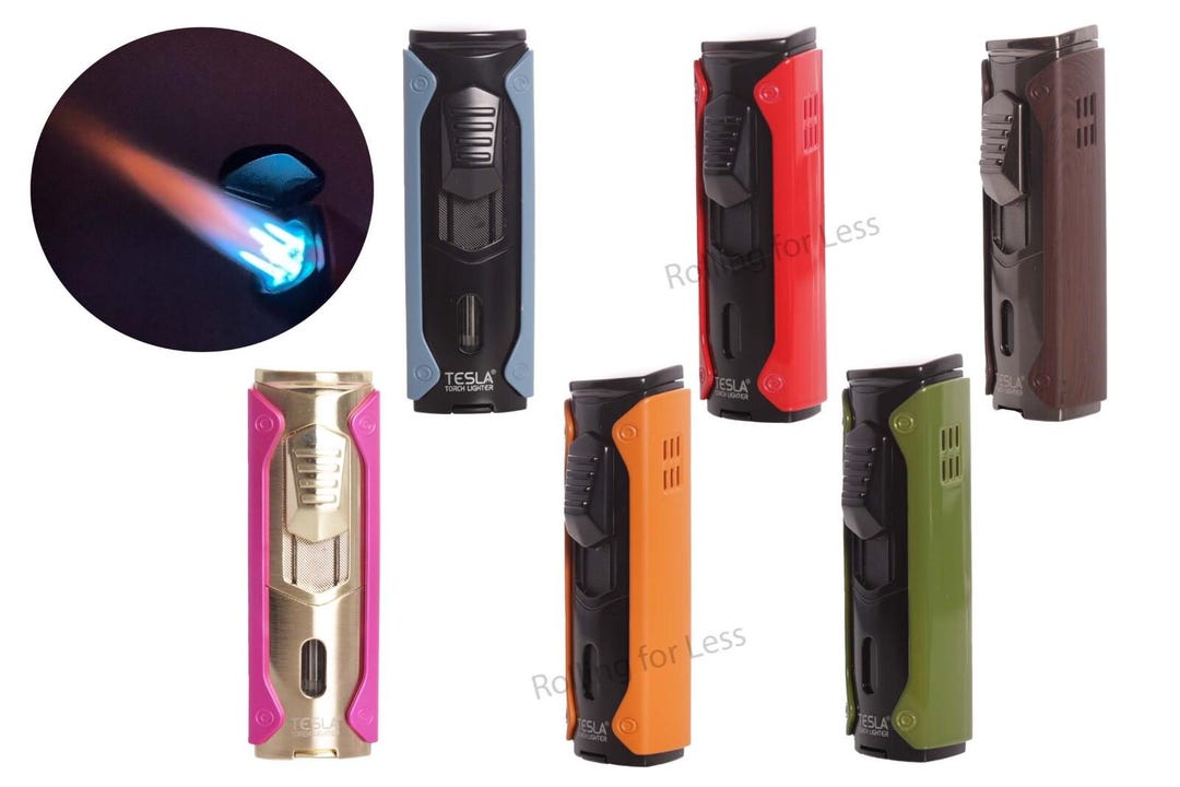 TESLA® Coil Lighters Quad Flame Torch Lighter W/ Cigar Punch - Etsy