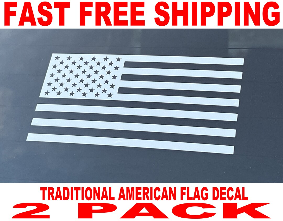 Traditional American Flag Vinyl Decal - 2 Pack - High Quality and FAST ...