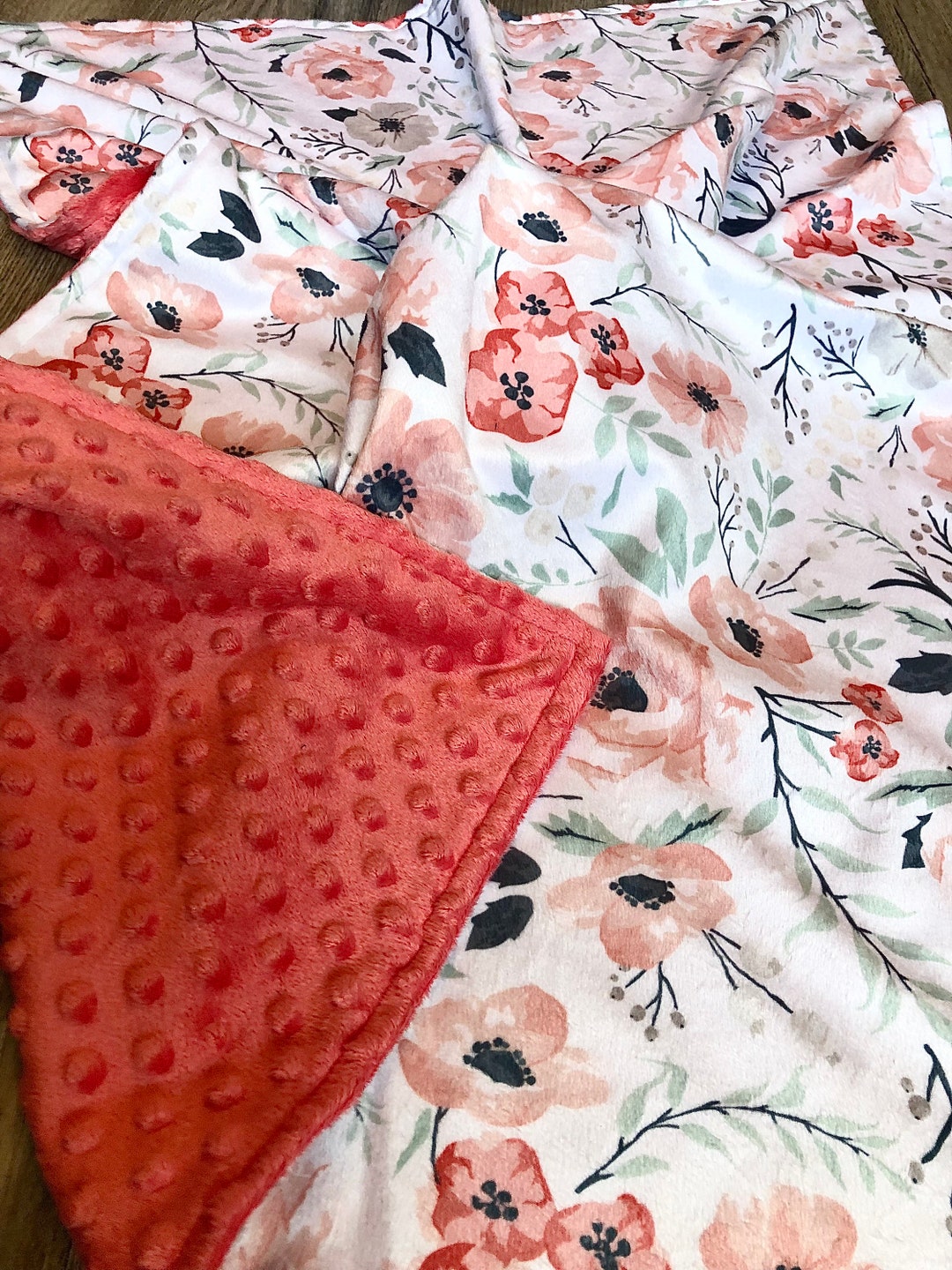 Floral Minky Blanket-soft Pink Floral Blanket-baby Girl Blanket-baby ...