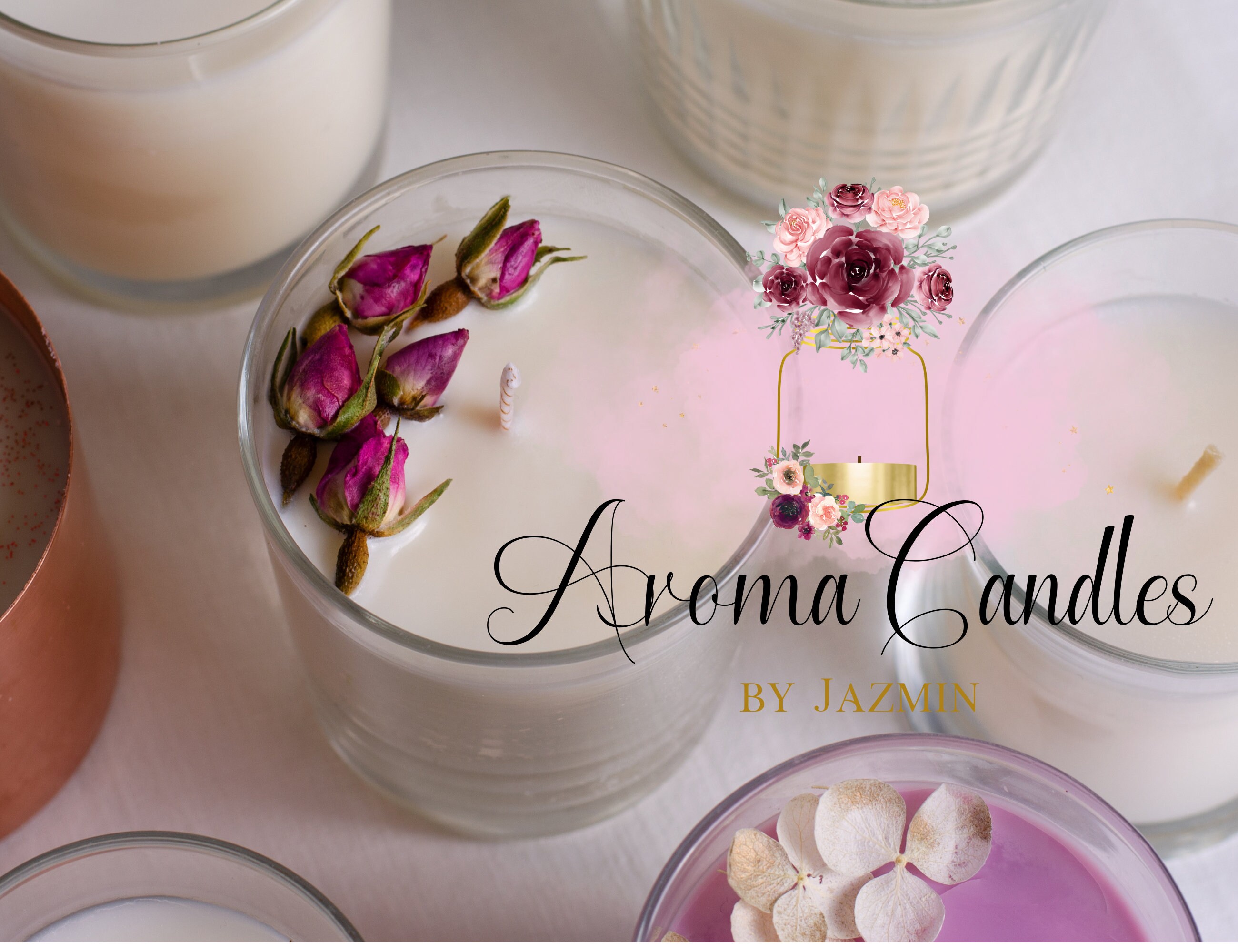 Candle Logo Design, Watercolor Logo, Premade Template, Flower Design ...