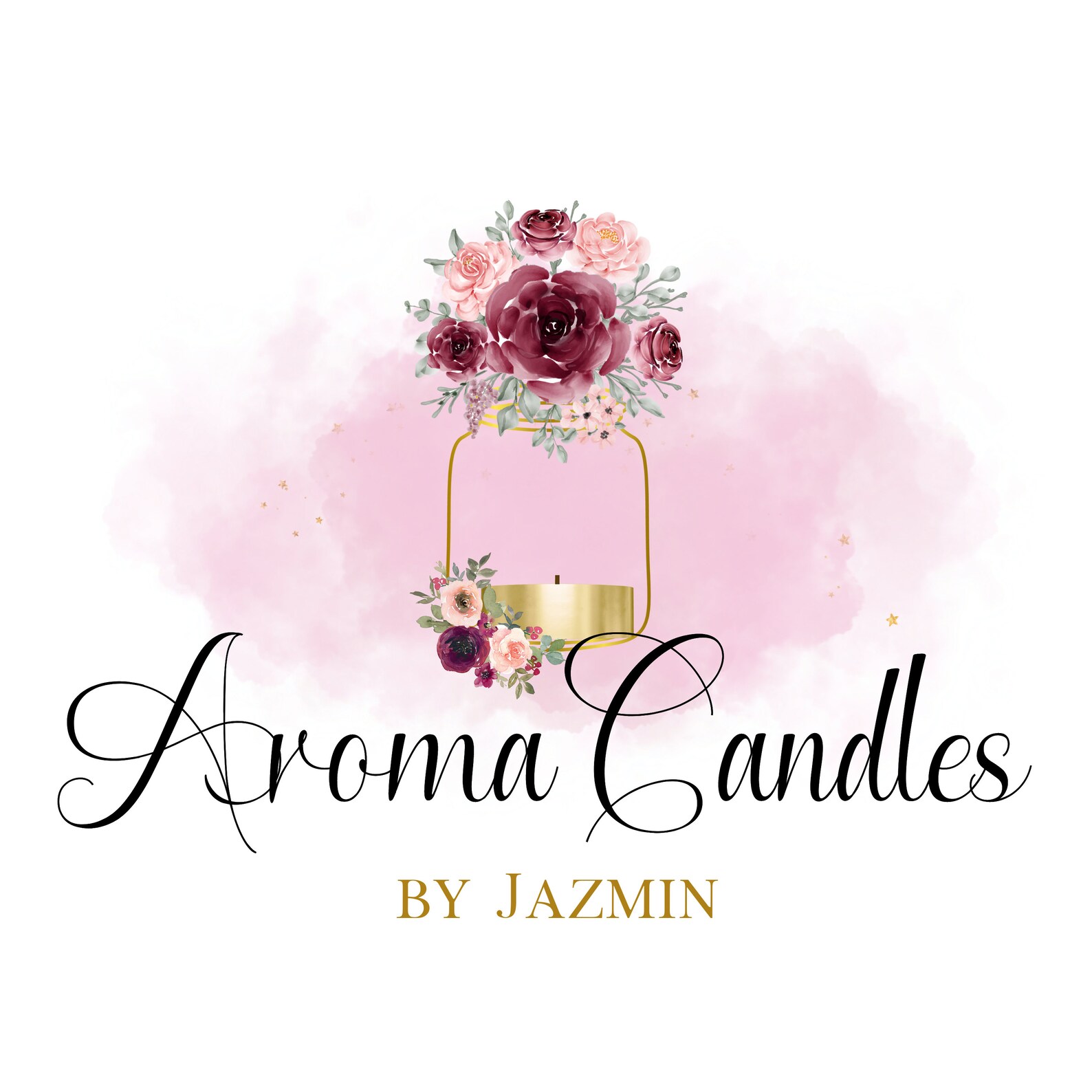 Candle Logo Design, Watercolor Logo, Premade Template, Flower Design ...