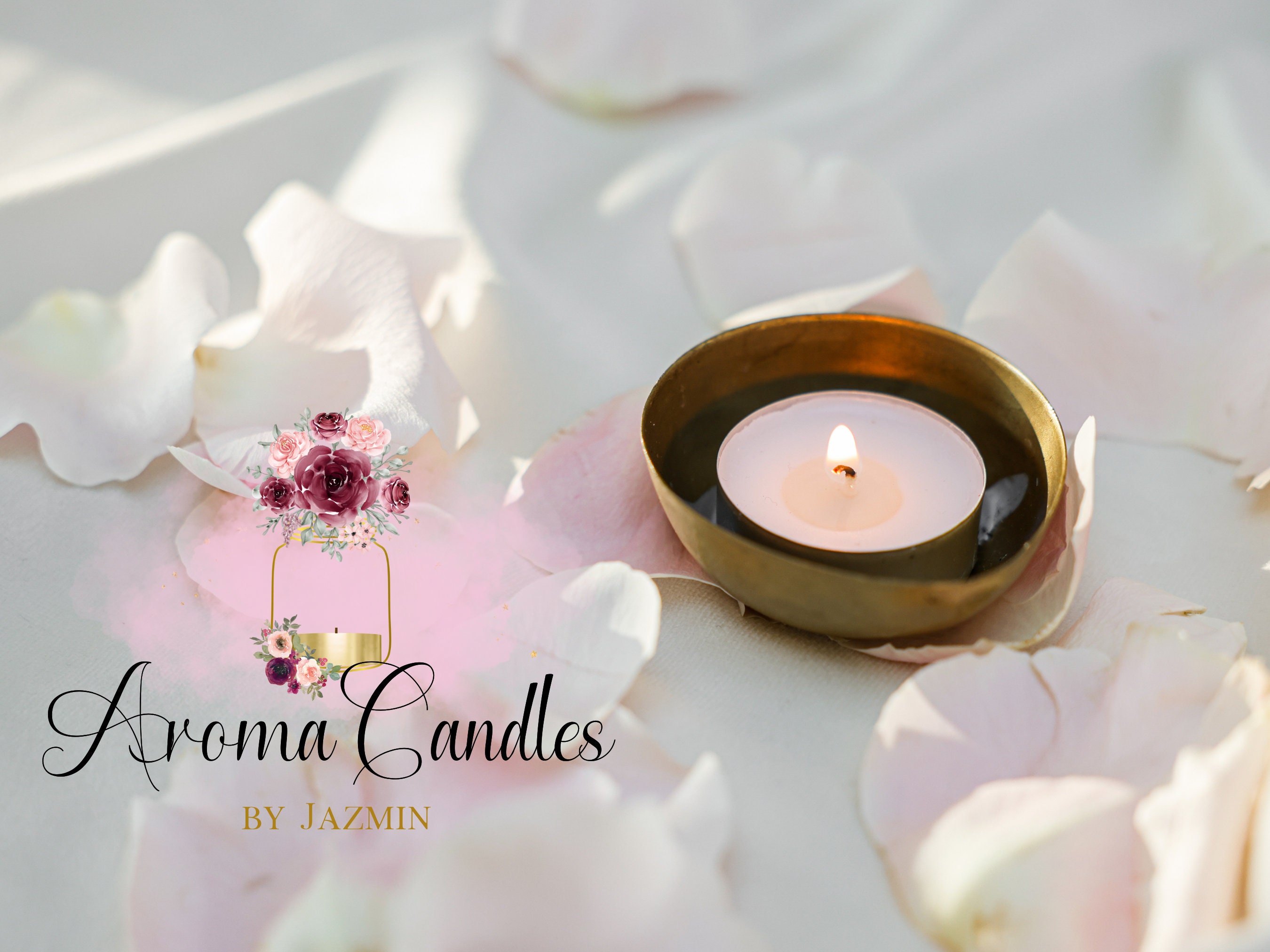 Candle Logo Design, Watercolor Logo, Premade Template, Flower Design ...