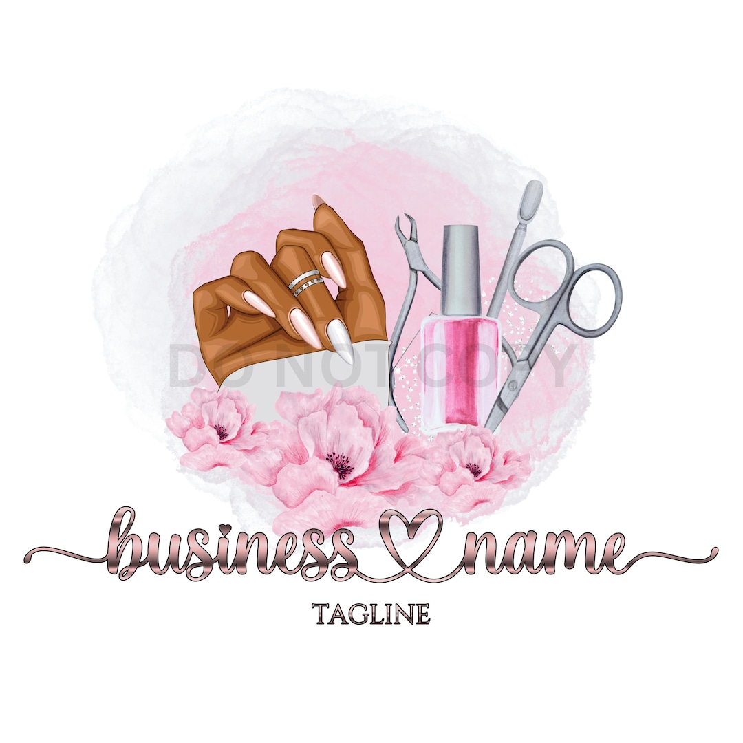 Nail Tech Logo Design, Watercolor Premade Logo, Manicure Set, Watermark ...