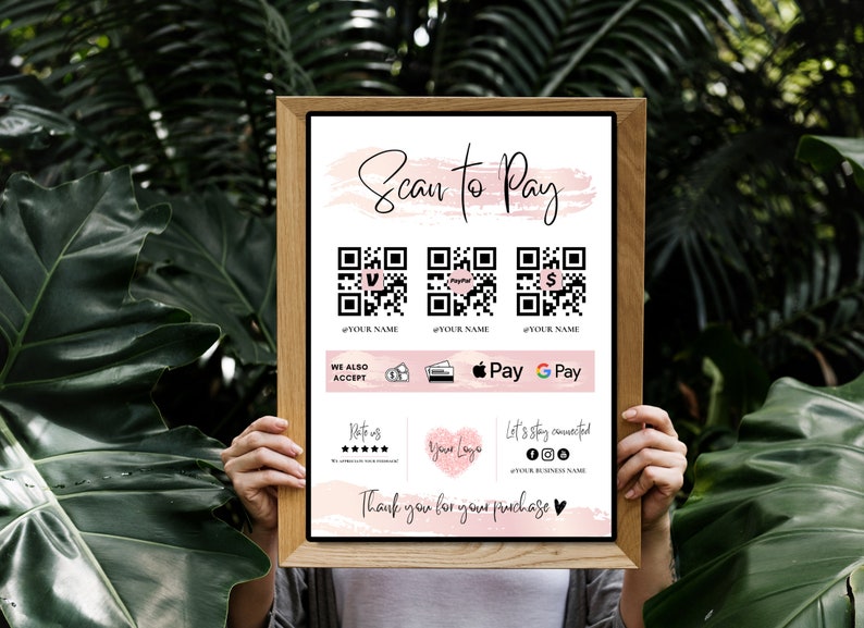 Custom Scan to Pay Sign: Business QR Code Template (PNG, PDF) - Etsy
