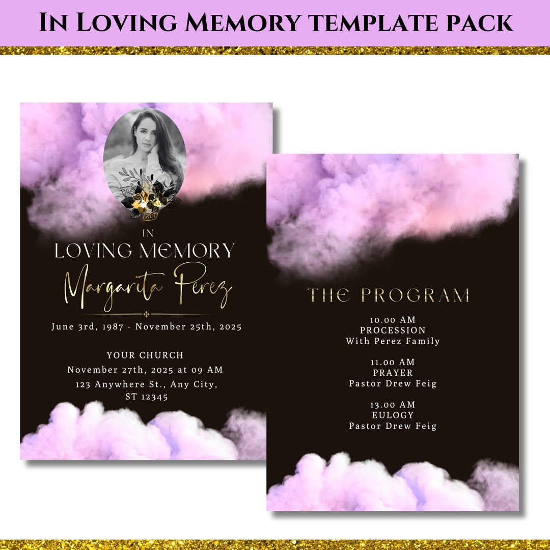 In Loving Memory Funeral Program, Memorial Service Template ...