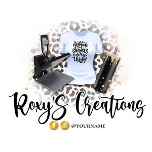 T-shirt Business Logo, Crafting Logo, Heat Transfer Tumbler Press, Cheetah Watercolor Background ...