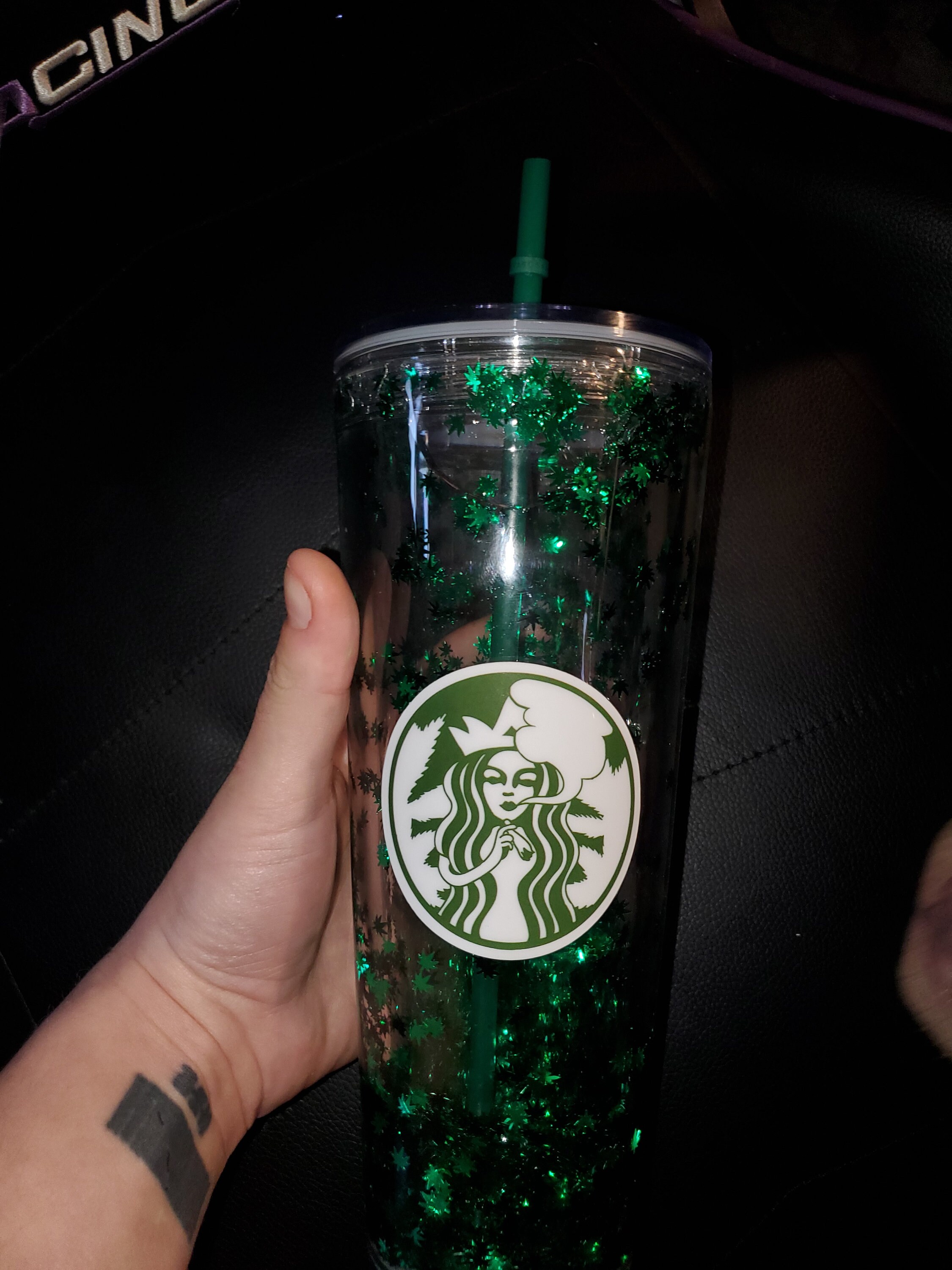 Snow Globe Glitter Cold Cup, Personalized Tumbler, Custom Cup, Pot Leaf ...