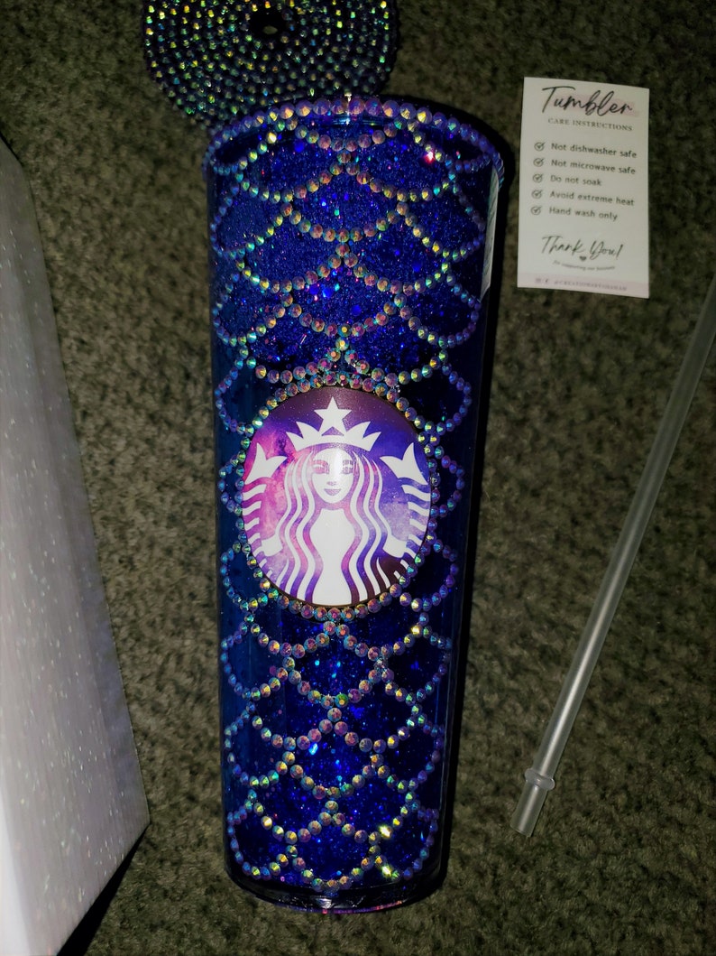 Rhinestone Mermaid Scale Snow Globe Glitter Cold Cup, Personalized ...