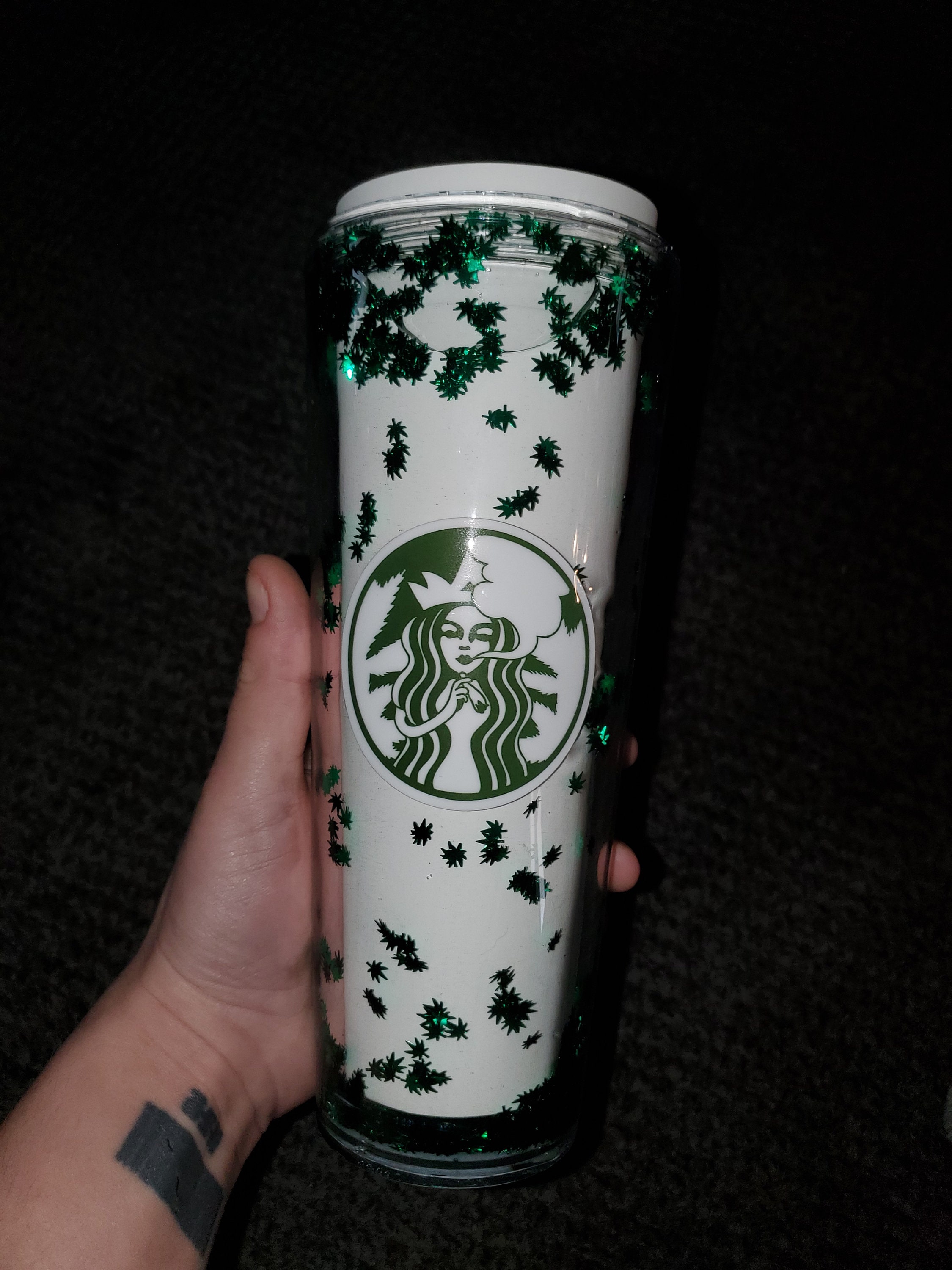 Snow Globe Glitter Cold Cup, Personalized Tumbler, Custom Cup, Pot Leaf ...