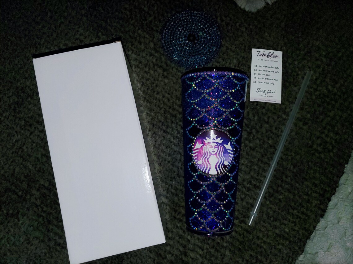 Rhinestone Mermaid Scale Snow Globe Glitter Cold Cup - Etsy