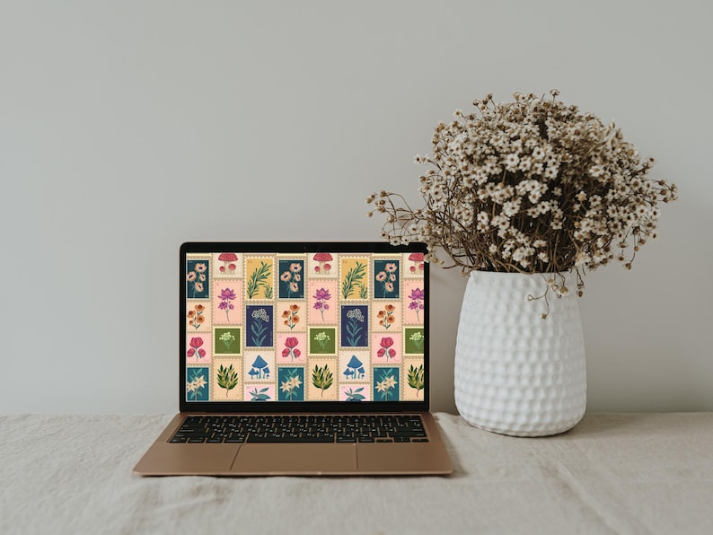 Vintage Postage Stamp Desktop Wallpaper - Etsy