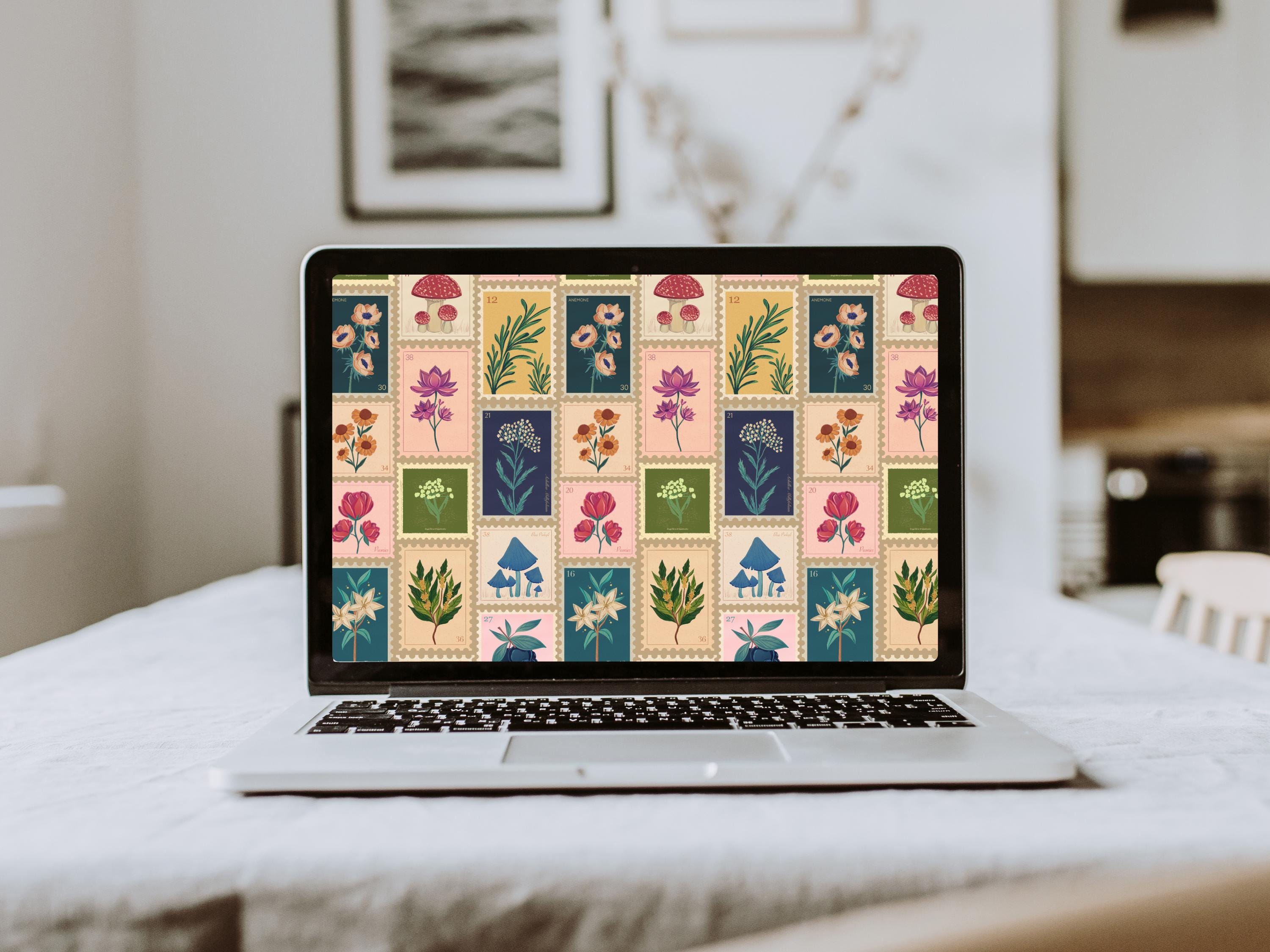 Vintage Postage Stamp Desktop Wallpaper - Etsy