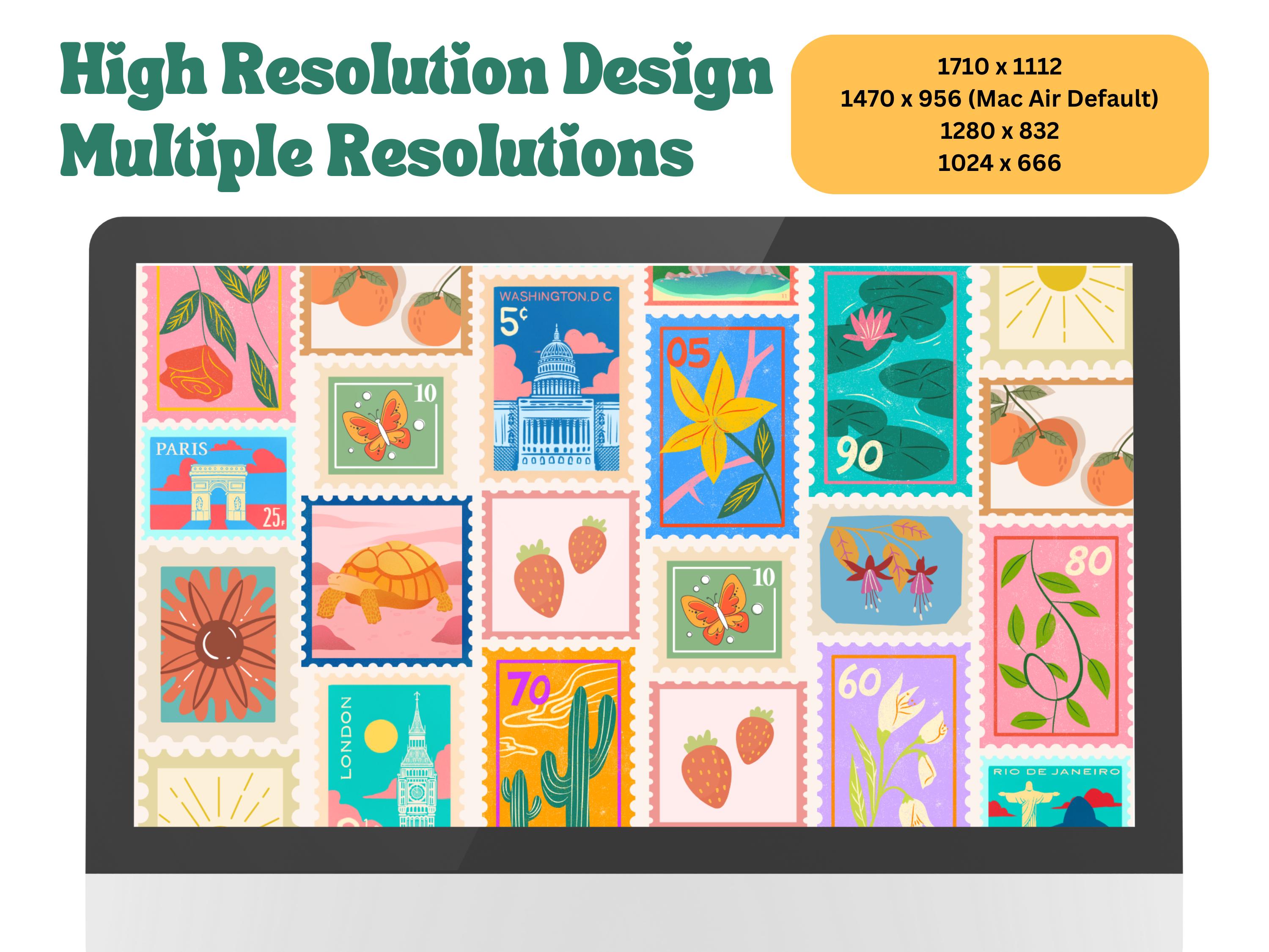 Desktop Wallpaper - Aesthetic Postage Stamp Design - Etsy