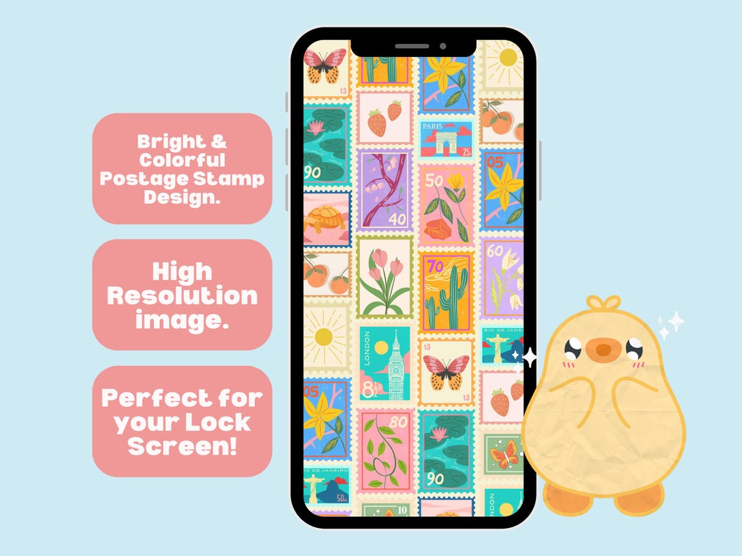 Bright Postage Stamp iPhone Wallpaper - Etsy