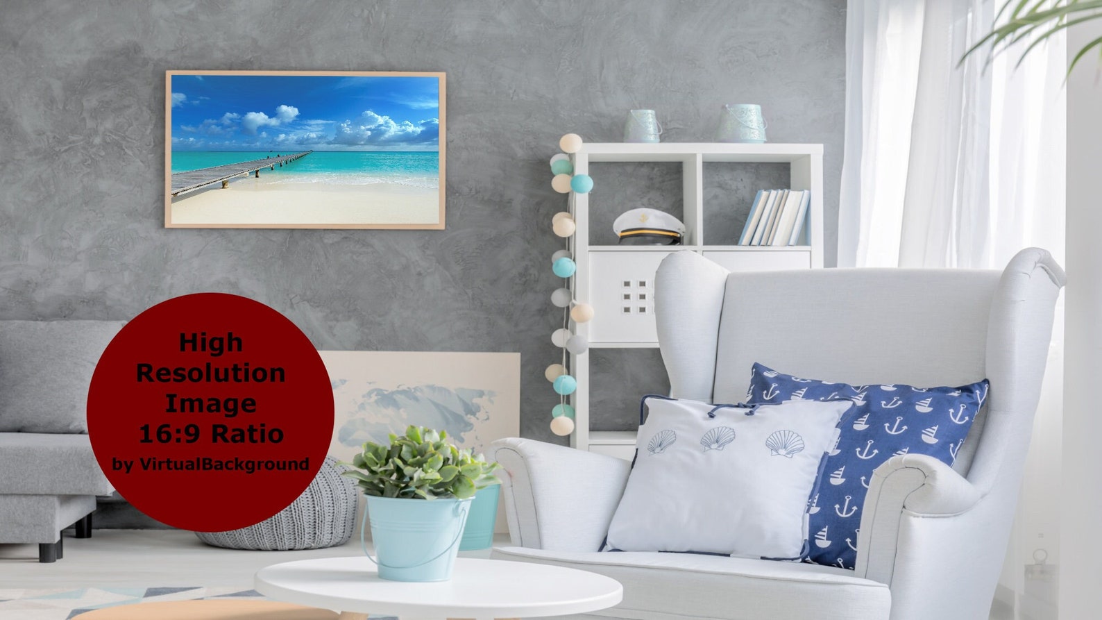 White Living Room Zoom Backgrounds, Bright Room Background, Virtual ...