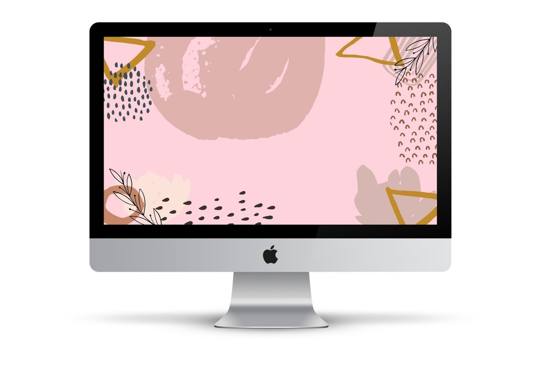 Pink Abstract Desktop Wallpaper. Boho Minimalist Desktop Background. PC ...