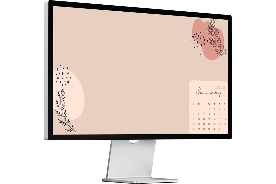12 Calendar 2025 Abstract Desktop Wallpaper. Pink Minimalist Desktop ...