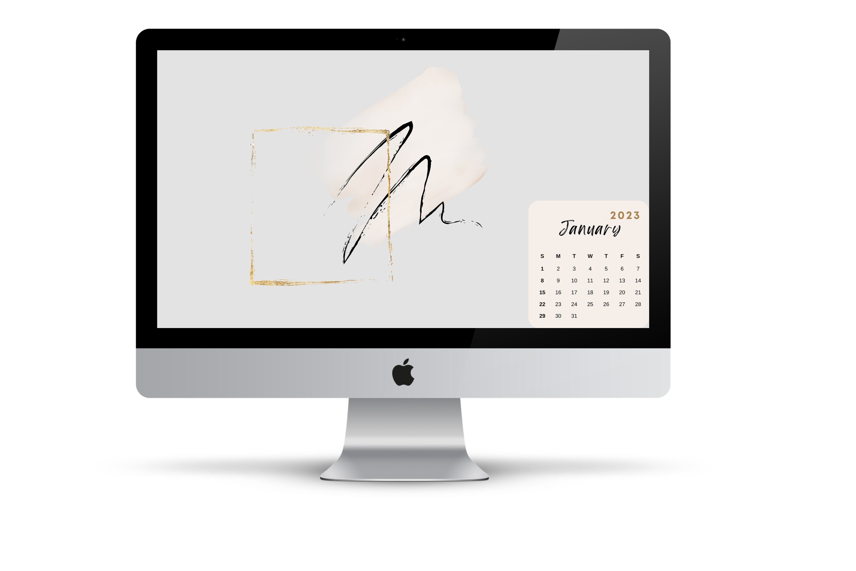 12 Gray Abstract Desktop Wallpaper With 2023 Calendar. Boho Minimalist ...