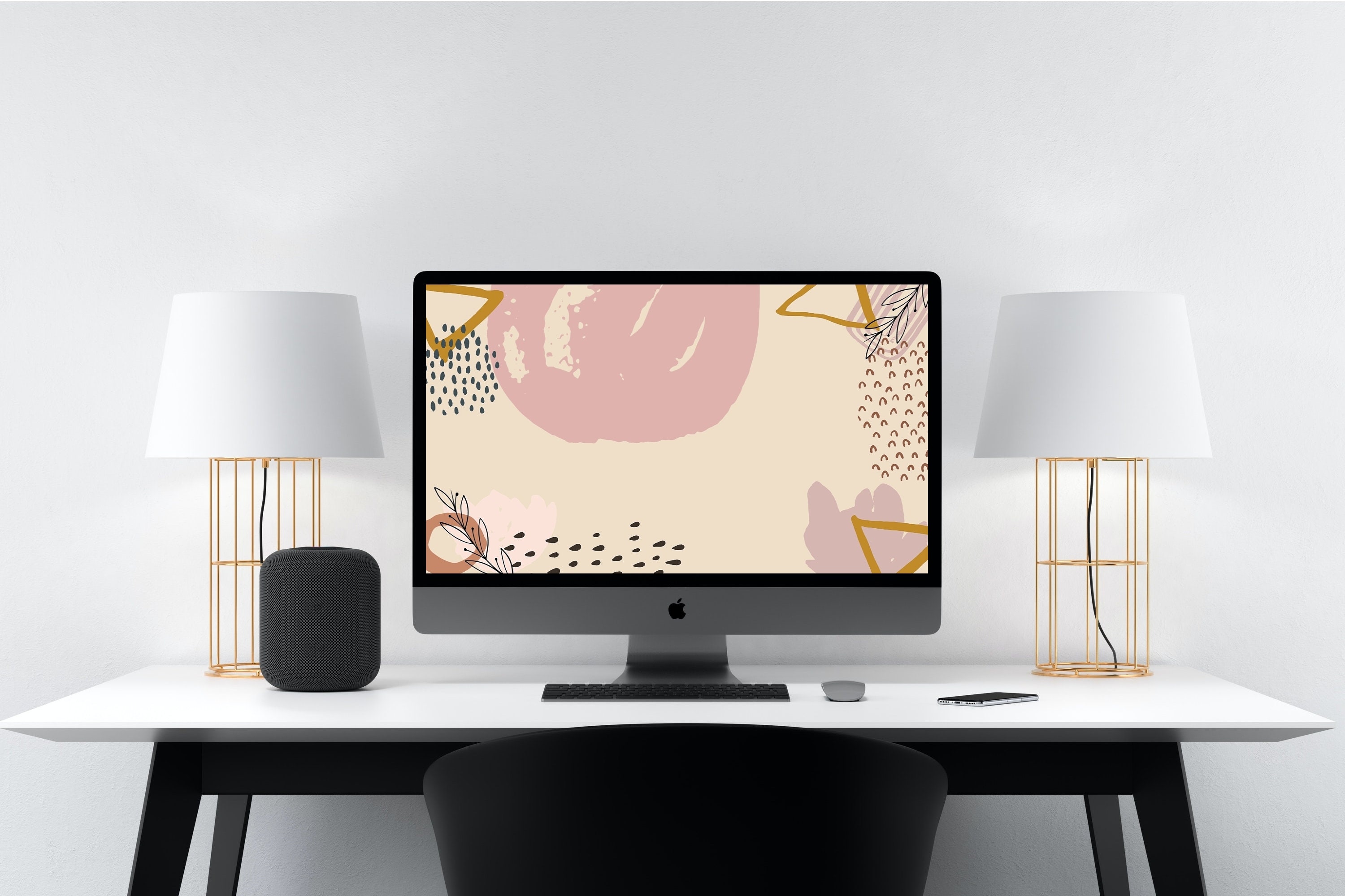 Abstract Desktop Wallpaper. Boho Minimalist Desktop Background. PC ...