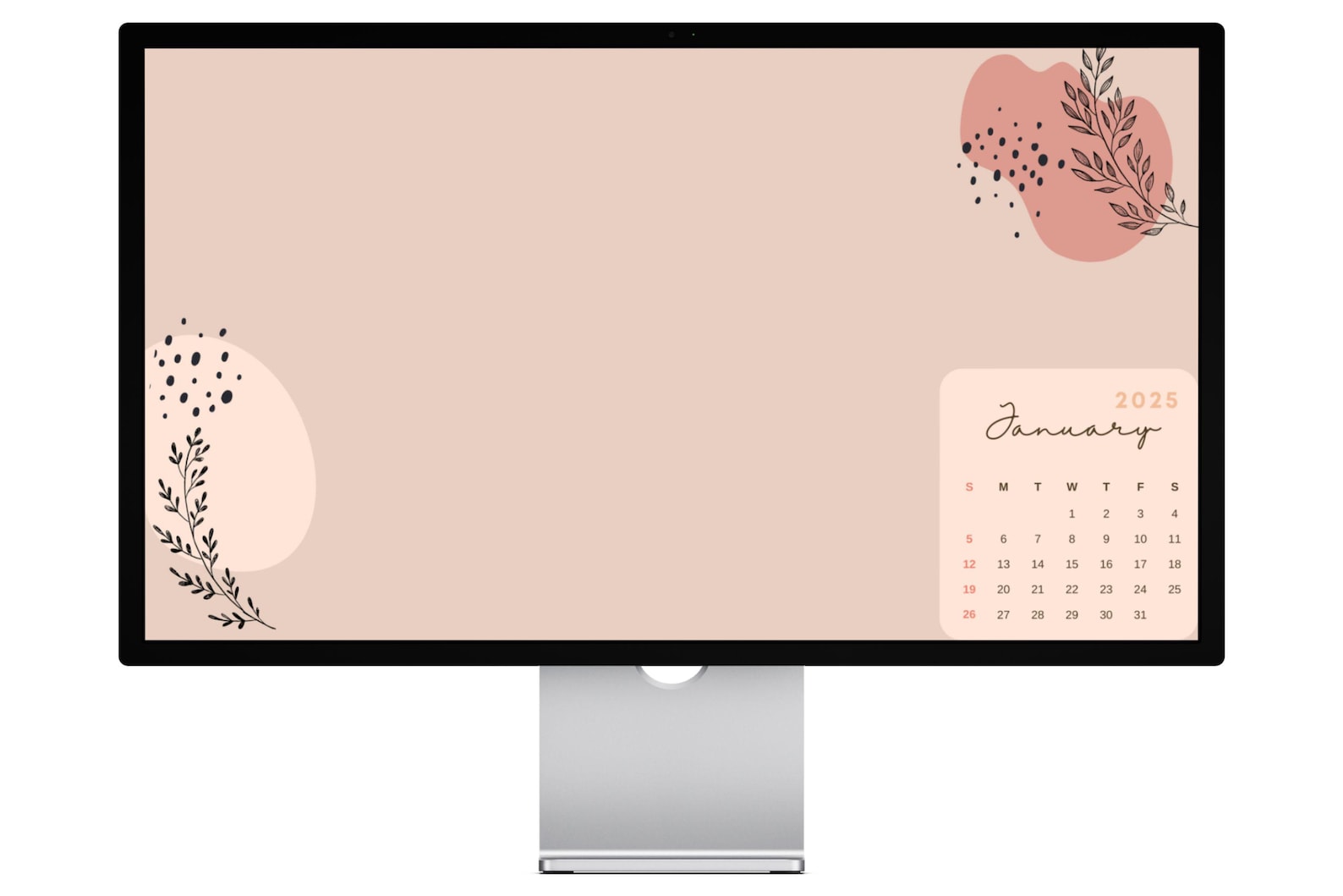 12 Calendar 2025 Abstract Desktop Wallpaper. Pink Minimalist Desktop ...