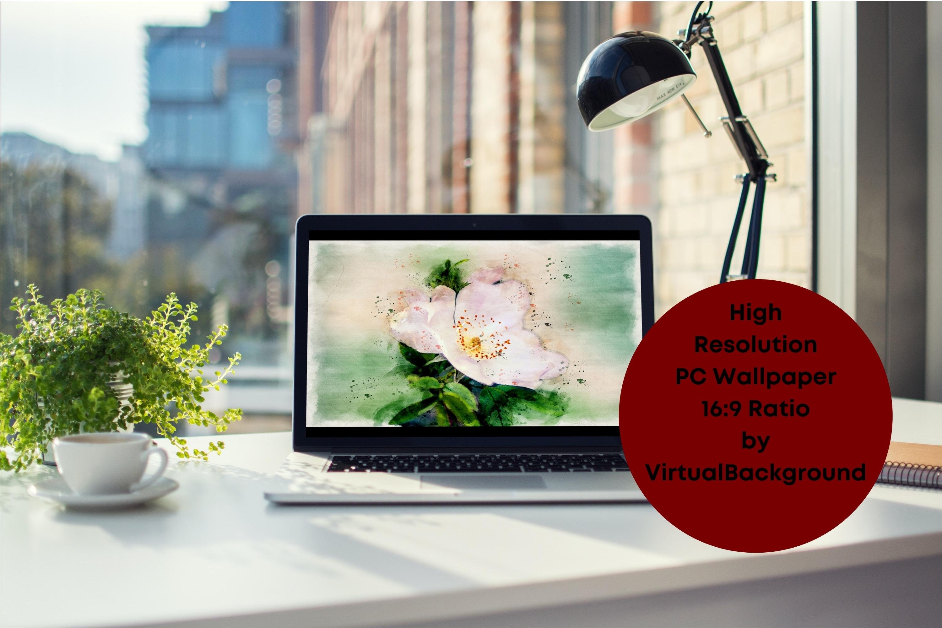 Watercolor Flower Desktop Wallpaper. Rose Desktop Background. Floral PC ...