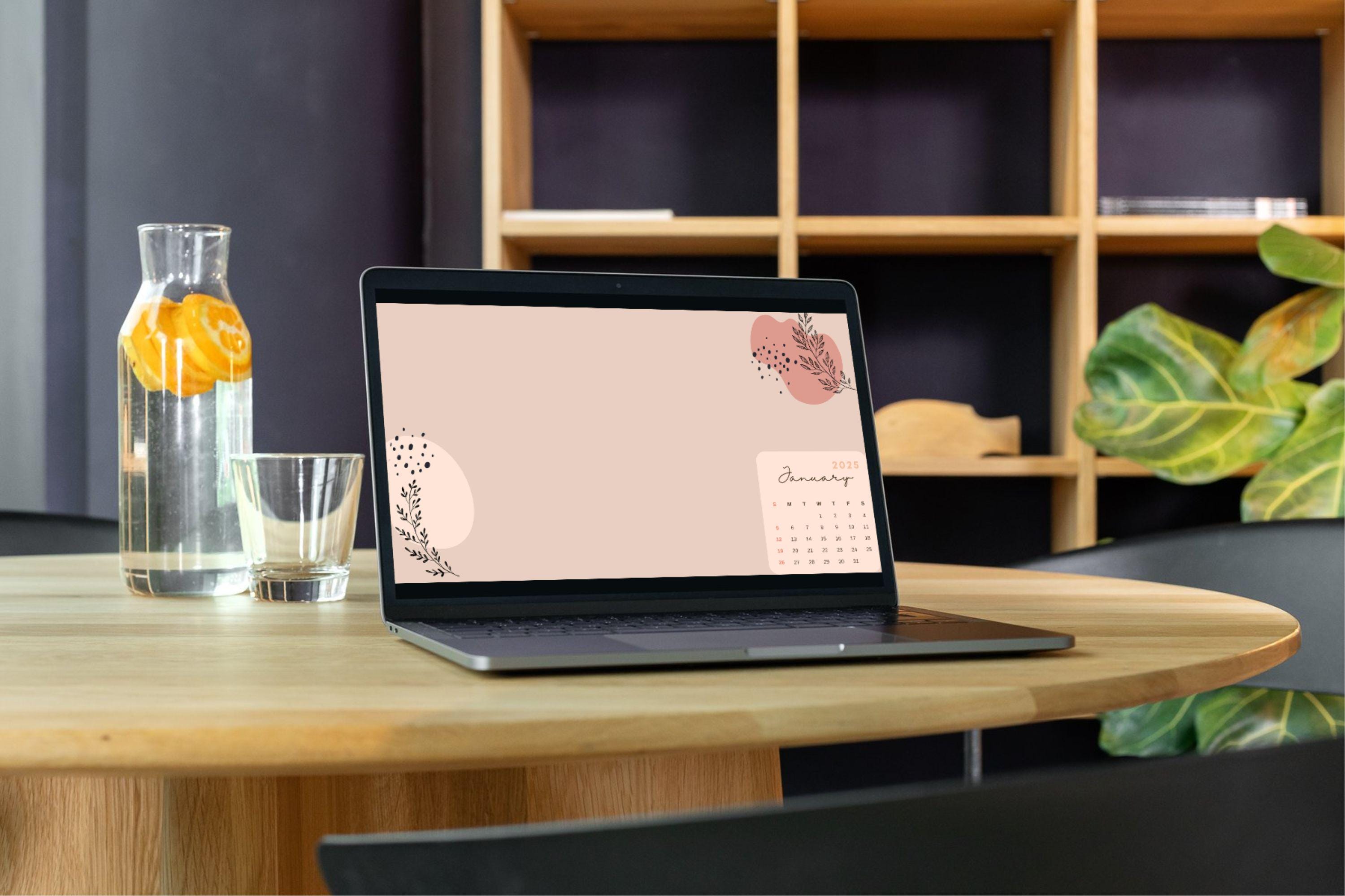 12 Calendar 2025 Abstract Desktop Wallpaper. Pink Minimalist Desktop ...