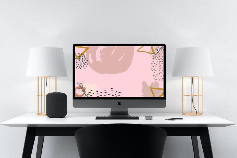 Pink Abstract Desktop Wallpaper. Boho Minimalist Desktop Background. PC ...